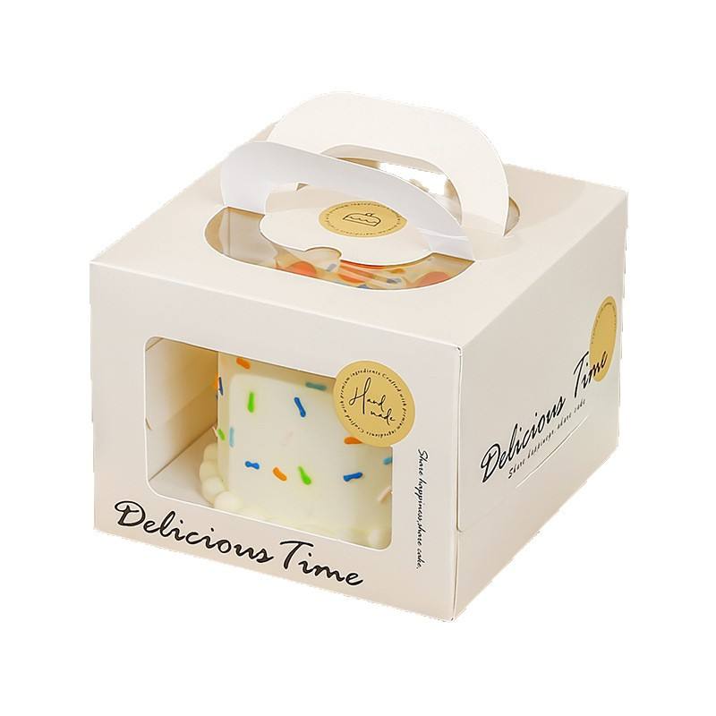Portable 4 Inch Tall Pastry Box, Clear Window Cake Container with ...