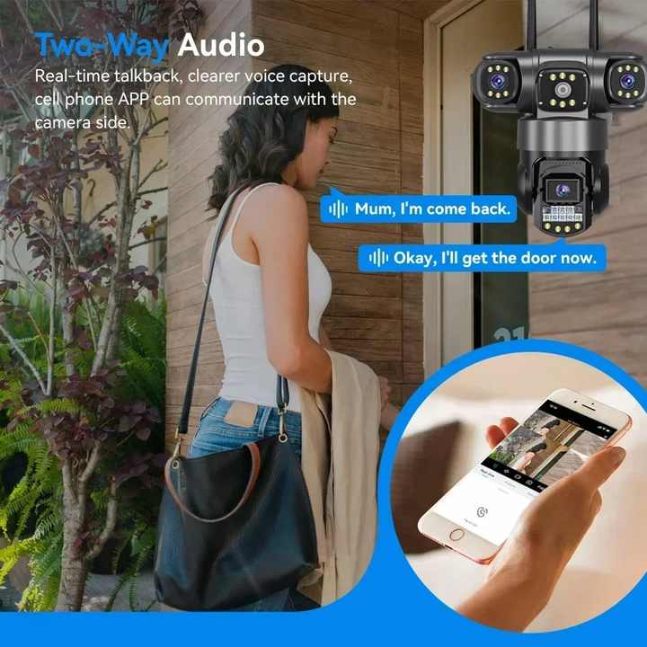 WiFi IP Camera Outdoor Triple Lenses Triple Screens Security Video ...