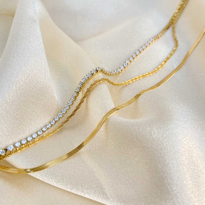 Stylish Necklace Jewelry Women - Three Layer Diamond Chain