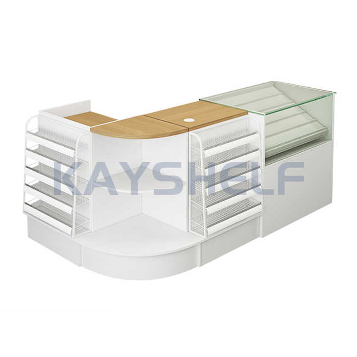 L-shaped Cashier Table - Modern Design for Convenience Store