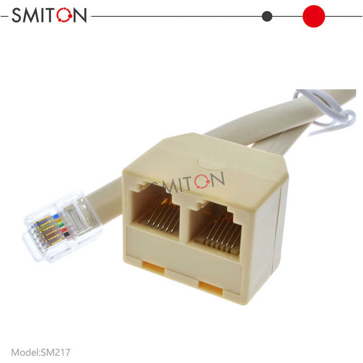 RJ12 To RJ12 Splitter Cable - 1 Male to 2 Female Adapter, Ivory/Black ...