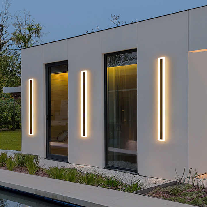 Outdoor Garden Light Linear Wall Lamp Ip65 19w Dimmable Warm White Long ...