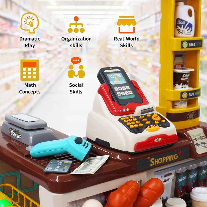 48PCS Supermarket Play Set Kids Grocery Store Pretend Play Role Market ...