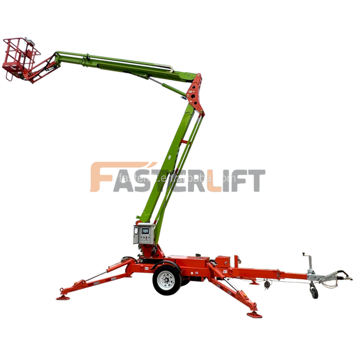 200 KG Capacity Trailer Mounted Articulating Towable Boom Lift Cherry ...