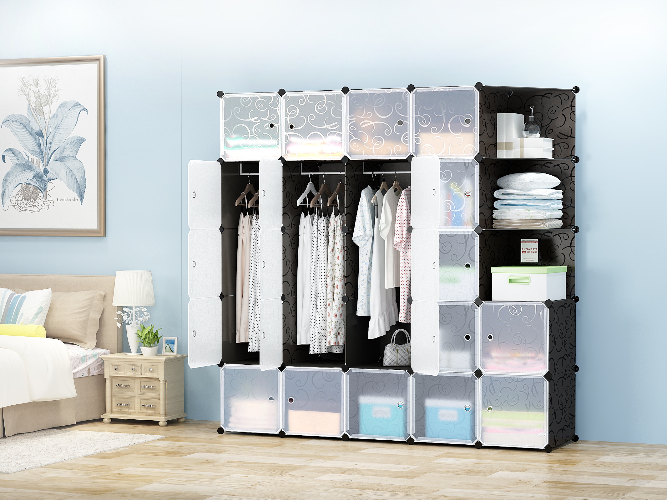 Foldable Plastic Wardrobe - 3-Tier Storage for Bedroom