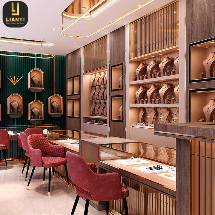3d Rendering Jewelry Shop Interior Wooden Furniture Wall Jewellery Shop ...