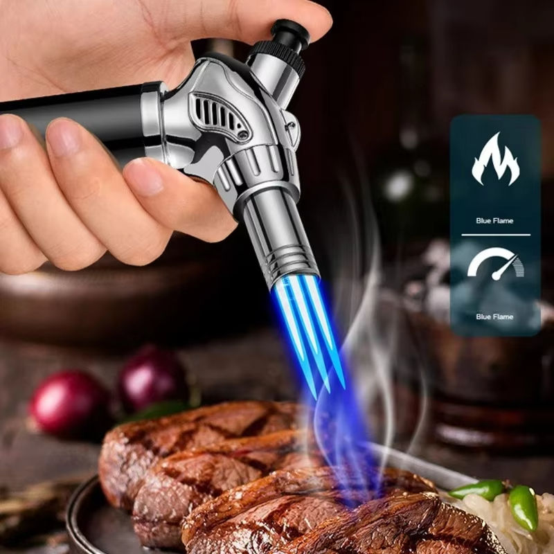 Three Fire Jet Flame Gun 1300°C Welding Torch Windproof Kitchen Cooking ...