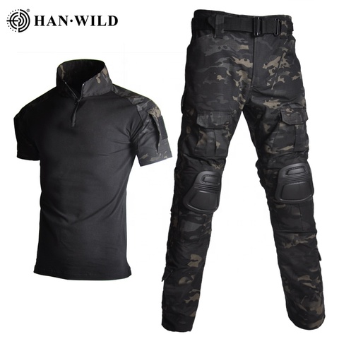 HAN WILD Elastic Long Sleeve Camouflage Uniform Tactical Suit Tear ...