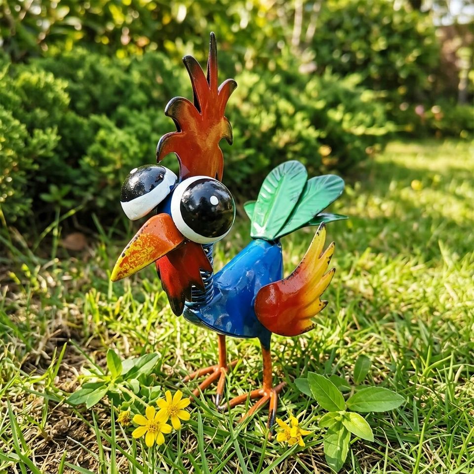 Modern Metal Colorful Rooster Statue Desk for Home & Outdoor Decoration ...