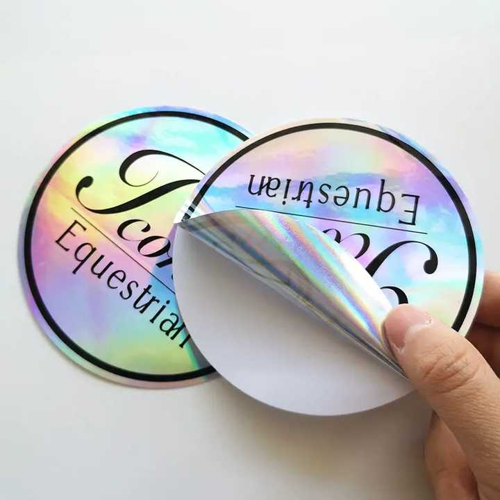 Custom Printed Holographic Logo Sticker Label Rainbow Effect Vinyl ...