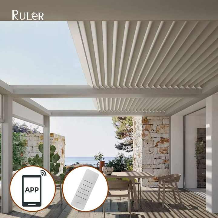 Aluminum Pergola Motorized Louver Outdoor Retractable Louvered Roof ...