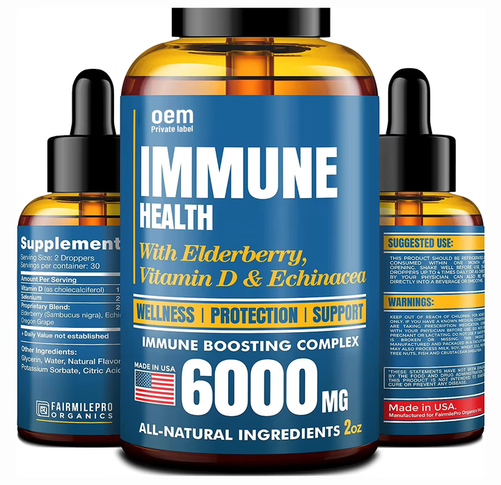 Immune Booster Supplements Elderberry Zinc Vitamin 6-in-1 Liquid ...