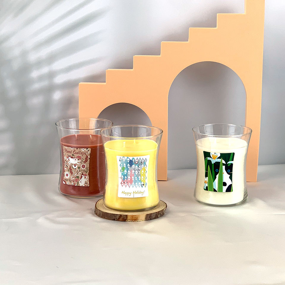 Custom 280g Glass Soybean Wax Handmade Pillar Candle Decorative ...