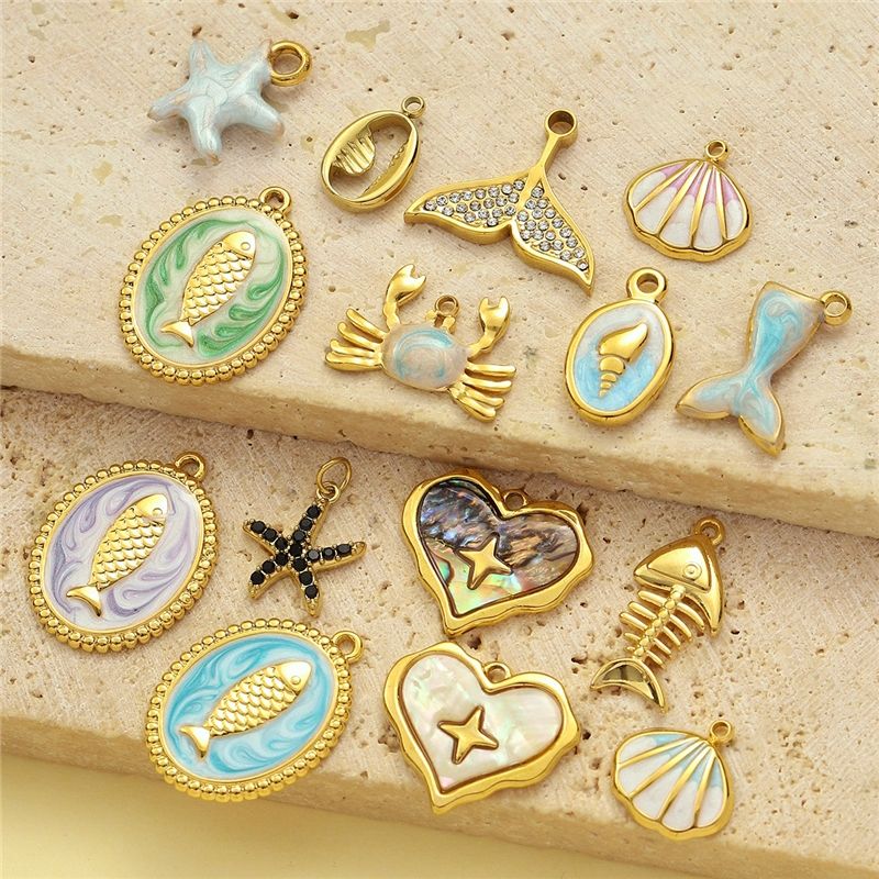 SH98 Bikini Charms 18K Gold Stainless Steel Charm Summer Sea Ocean ...