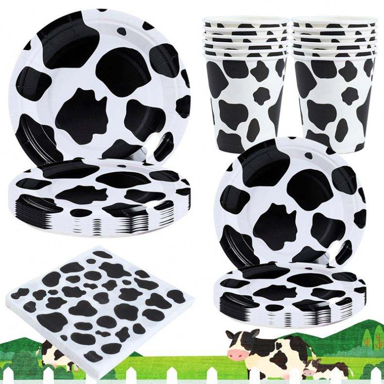 Microstar Milk Cow Print Dinnerware Set Disposable Cup Plate Tablecloth ...