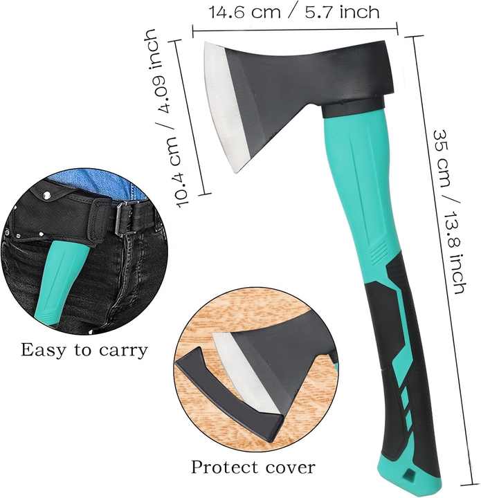 Wood Axe with Sheath, Camping Hatchet Chopping Axe for Wood Splitting ...