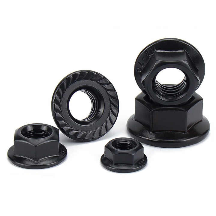 Black 304 Stainless Steel Hexagonal Flange Nut M3-M20 Surface Anti-Pull ...