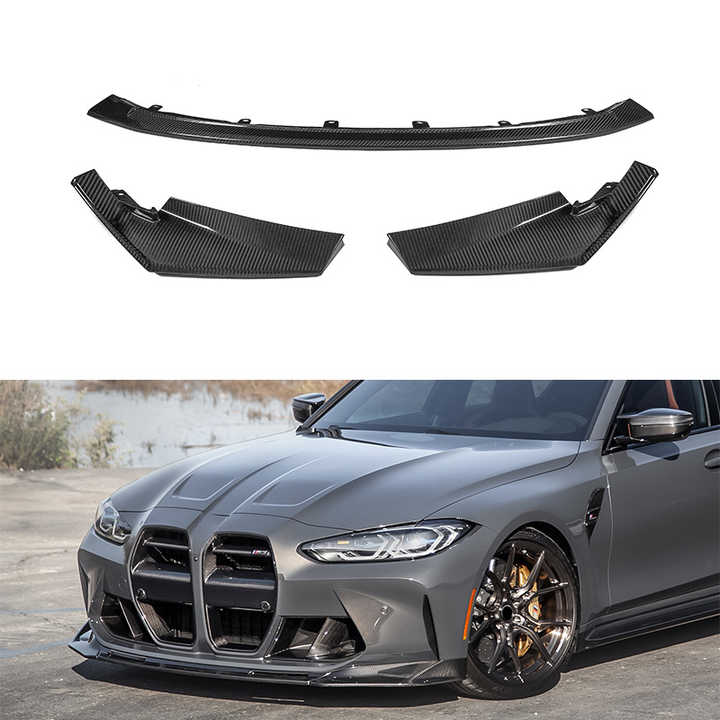 3pcs CSL Style G80 M3 Carbon Fiber Front Lip Splitter for BMW