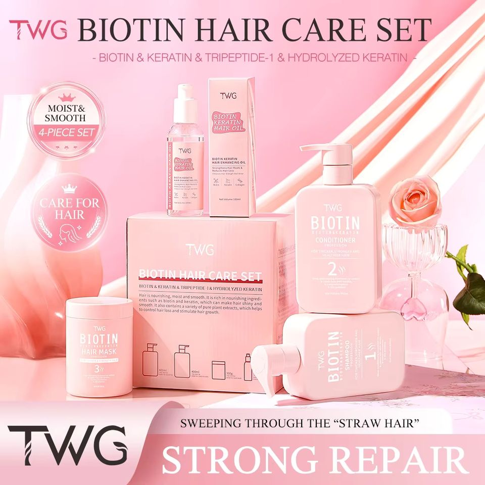 TWG RTS Biotin Keratin Shampoo and Conditioner Hair Oil Hair Mask Pink ...