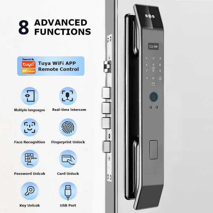 Tuya Smart Wifi Door Lock 3d Face Video Active Intercom Fingerprint Recognition Cerradura ...