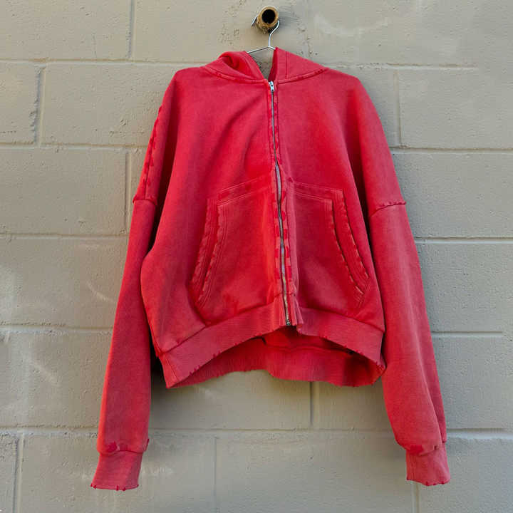 Custom Baggy Cropped Oversize Zipper Jackets Double Pockets Thick ...