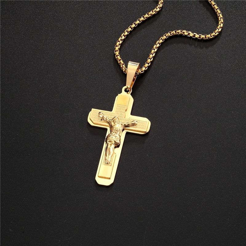 Cross Jesus Crucifixion Religious Bible Gold Plated Waterproof Non ...