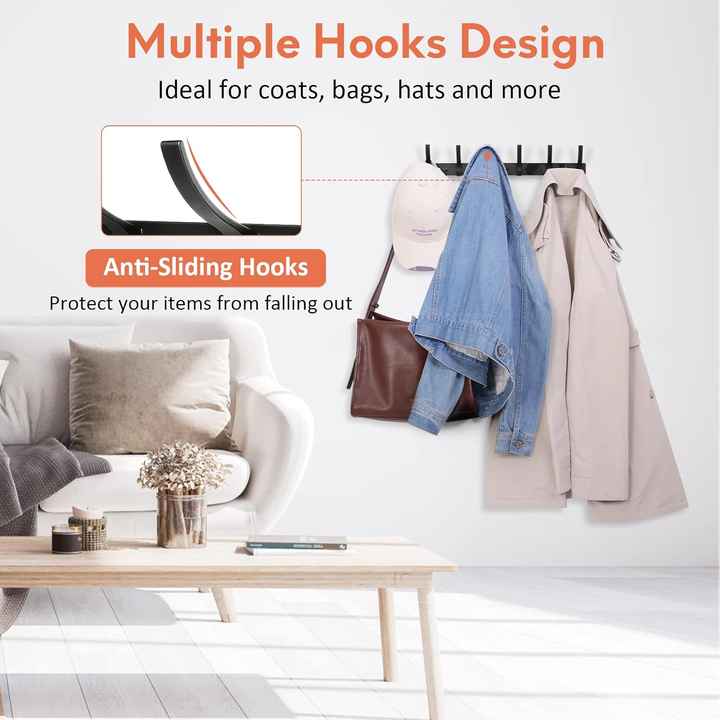 Wall Mount Aluminum Coat Rack Household Metal Robe Holder with Hooks ...
