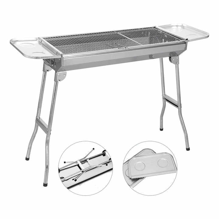 Adjustable Height Rack and Stainless Steel Stand Camping Charcoal ...
