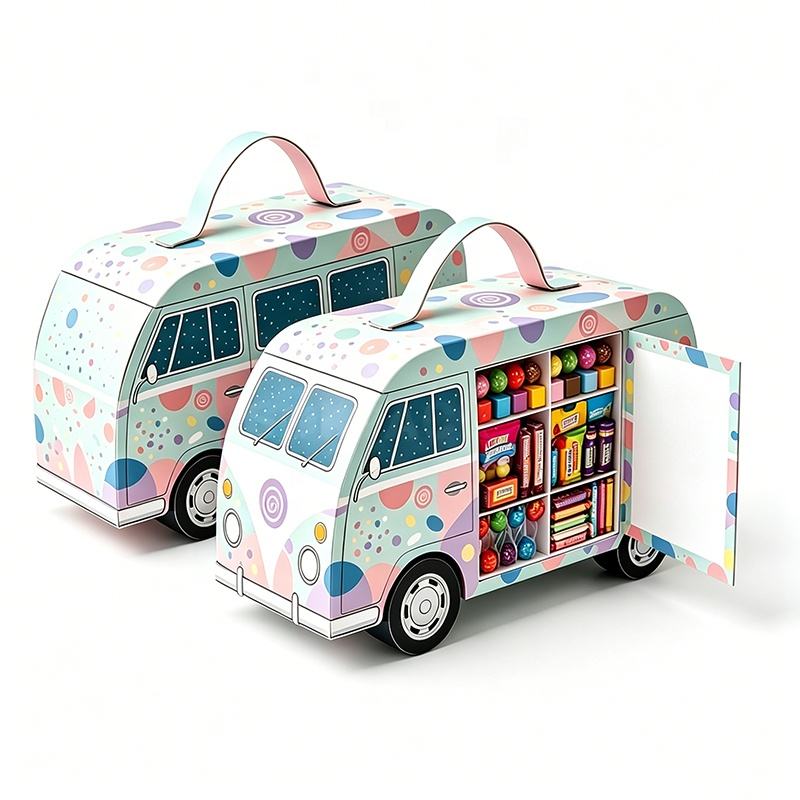 Custom Creative Bus Vehicle Shaped Candy Rigid Gift Box with Handle ...