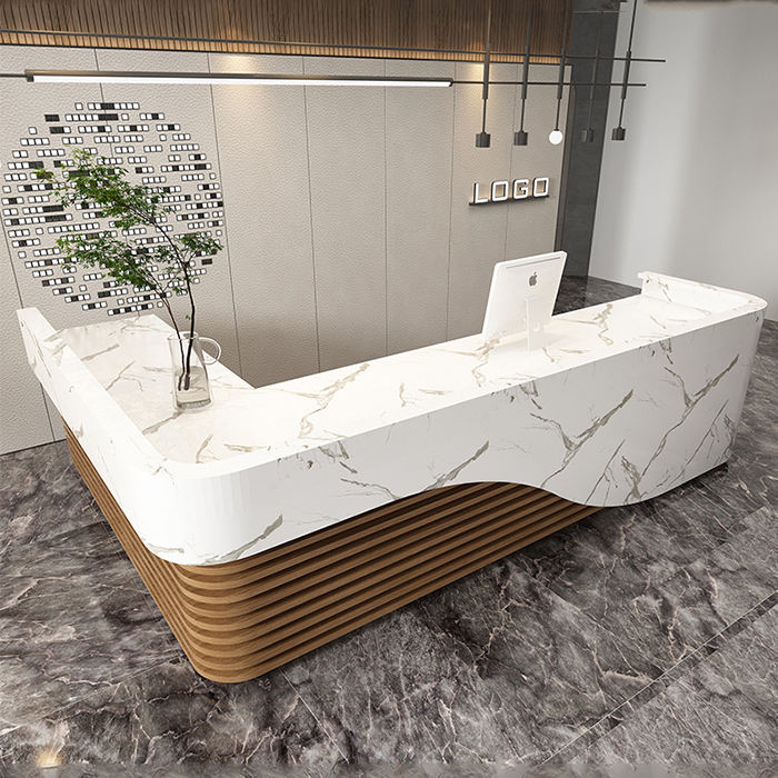 Corian Marble Stone Reception Desk White Marble Pattern Office Front ...