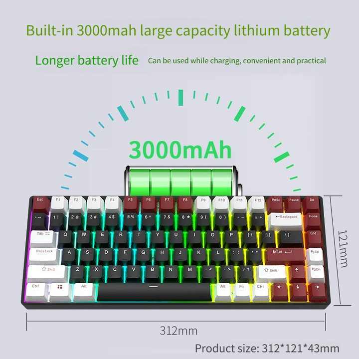 DK84 Mechanical Keyboard Kit Wireless Tri-mode RGB Hot-swap Gasket ...