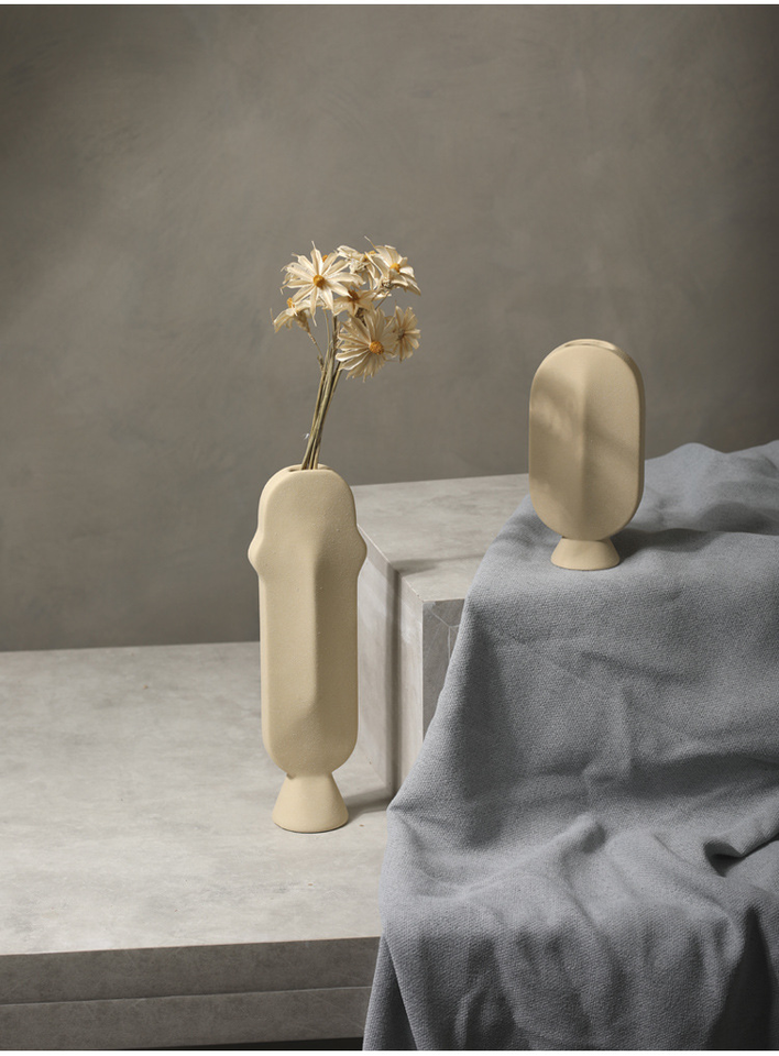 Wabi-sabi Frosted Minimalist Ceramic Tabletop Vase Abstract Face Dried ...