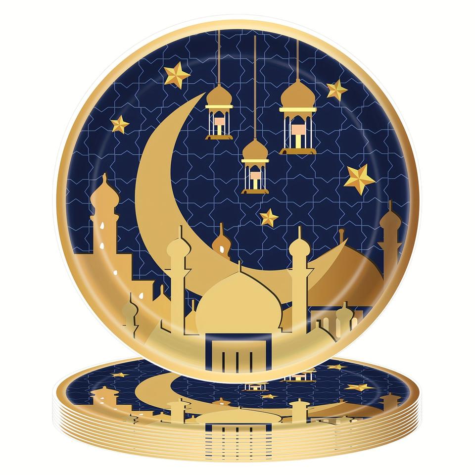 Eid Mubarak Tableware Disposable Paper Plates Cups Napkins Ramadan ...