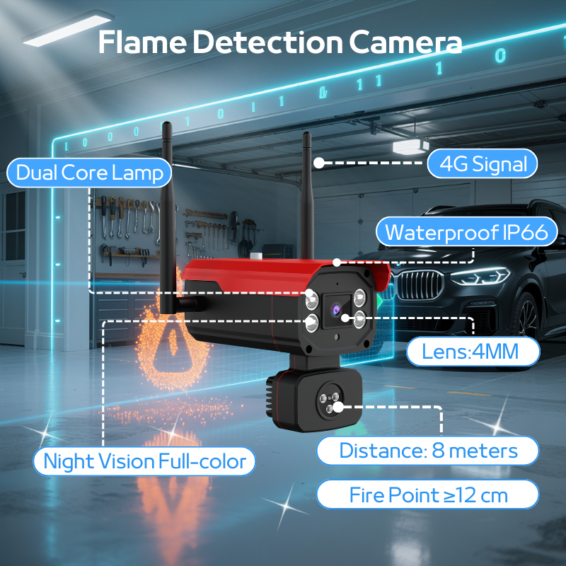 AI Flame Detection Camera Auto Tracking 350 Night Vision Wireless ...