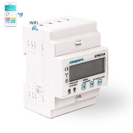 3-Phase 100A Din Rail Power Meter with Full Electricity Parameter Monitor LCD Display RS485 Sub ...