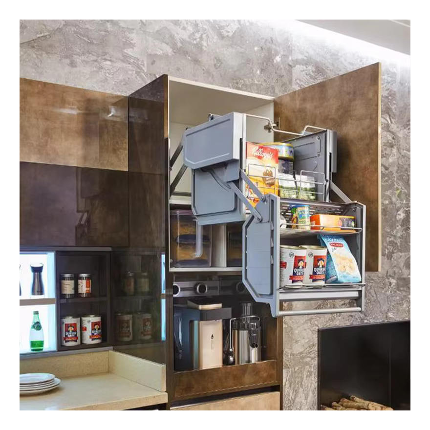 2 Tier Pull Down Shelf Cabinet - Modern Kitchen Lift System for ...