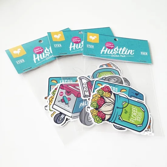 Custom Sticker Pack in Opp Bag Promotional Self Adhesive Label Header ...
