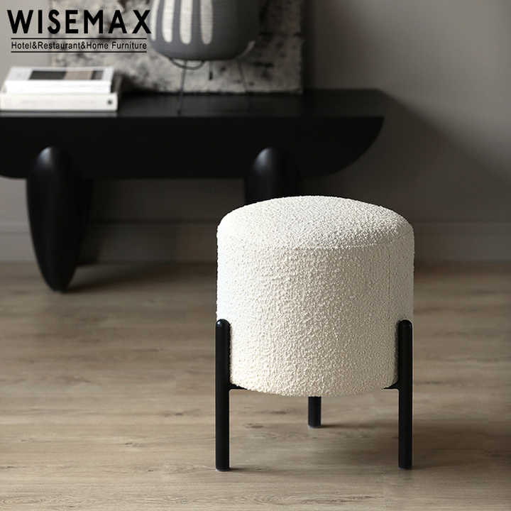 WISEMAX FURNITURE cheap small ottoman for sale modern living room sofas corner stool chair teddy lamb