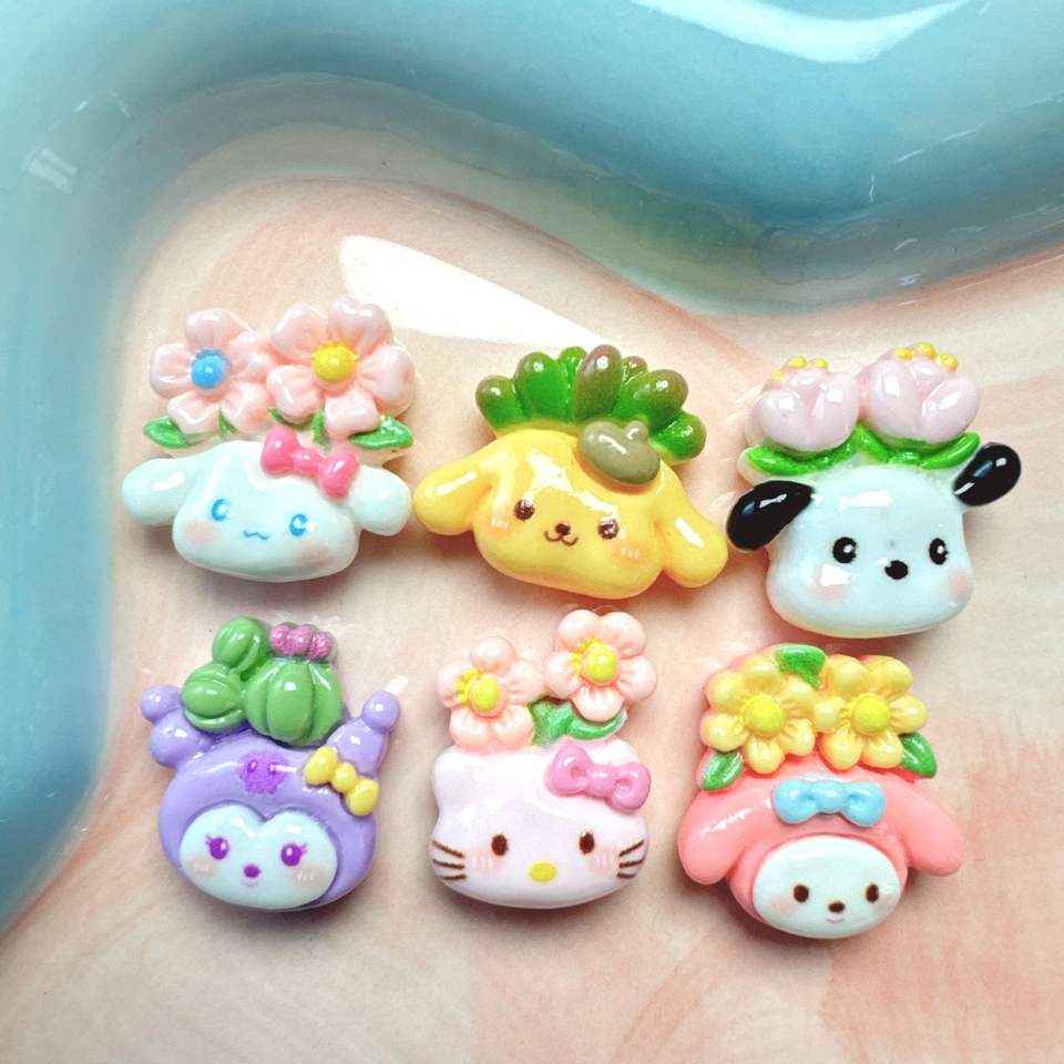 Cute Cartoon Plant Flower Resin Accessories Cream Glue DIY Handmade ...