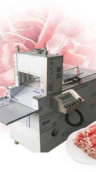 Adjustable thickness frozen meat slicer cutting beef roll frozen beef ...