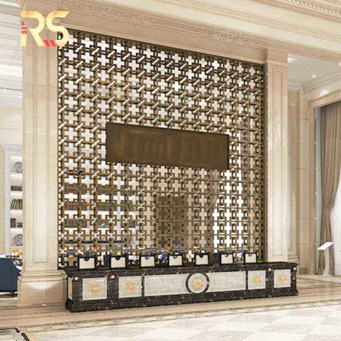 Hotel Reception Stainless Steel partition room divider luxury partition ...