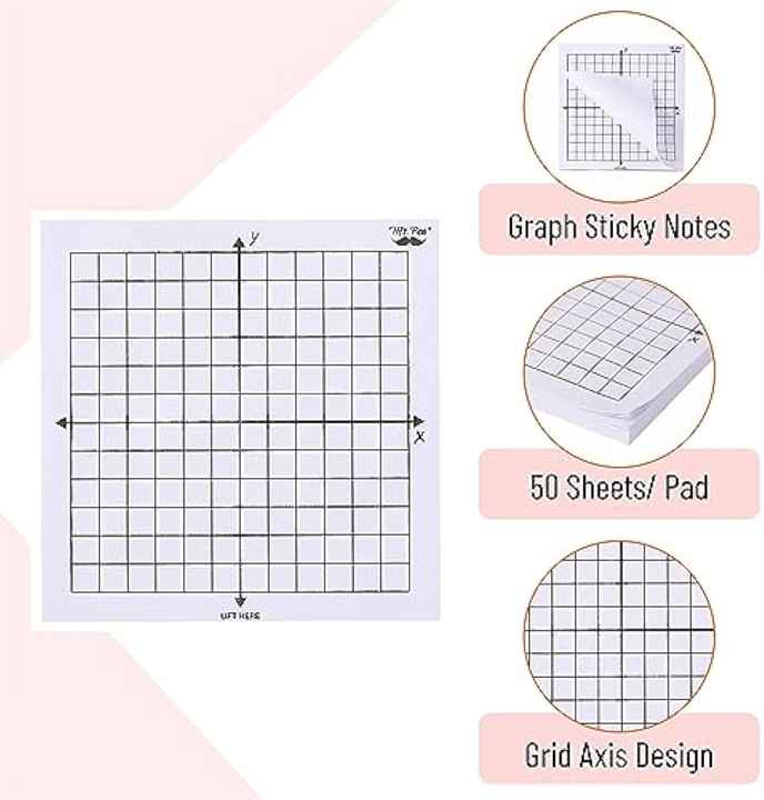 Mini Graph Paper Sticky Notes Bright Colors Message note 3x3 Inch Grid ...