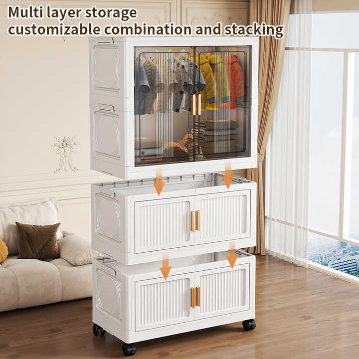 Household Folding Storage Cabinet Light Luxury Double Door Integrated ...