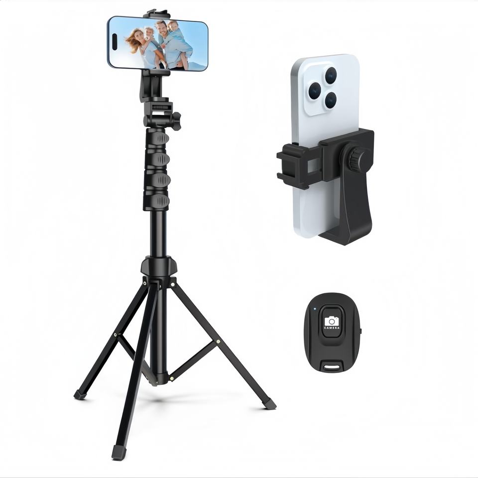 71" Speed Lock Phone Tripod Stand Tall Adjustable Selfie Stick With BT ...