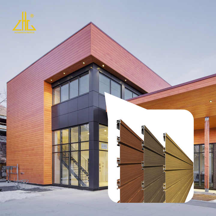 Building Facade Decorative Wood Grain 6063 Extruded Cladding Aluminum ...
