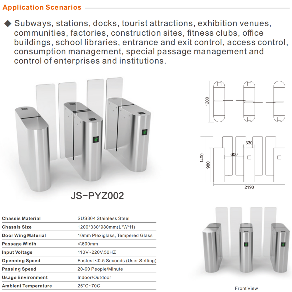 Mingxu Customizable Sliding Optical Turnstile Sliding Barrier Gate with ...