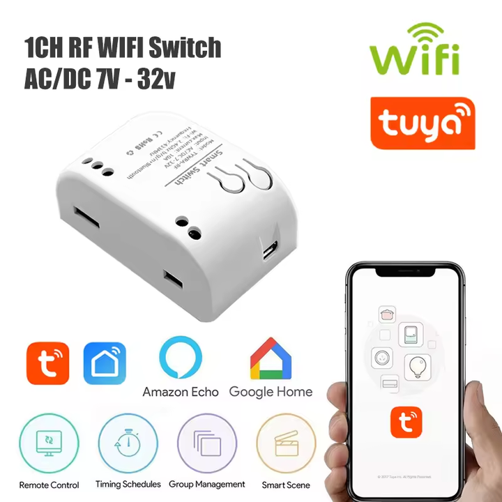 Tuya Smart Wifi Switch 1CH RF 433 Radio Remote Control Inching Relay ...
