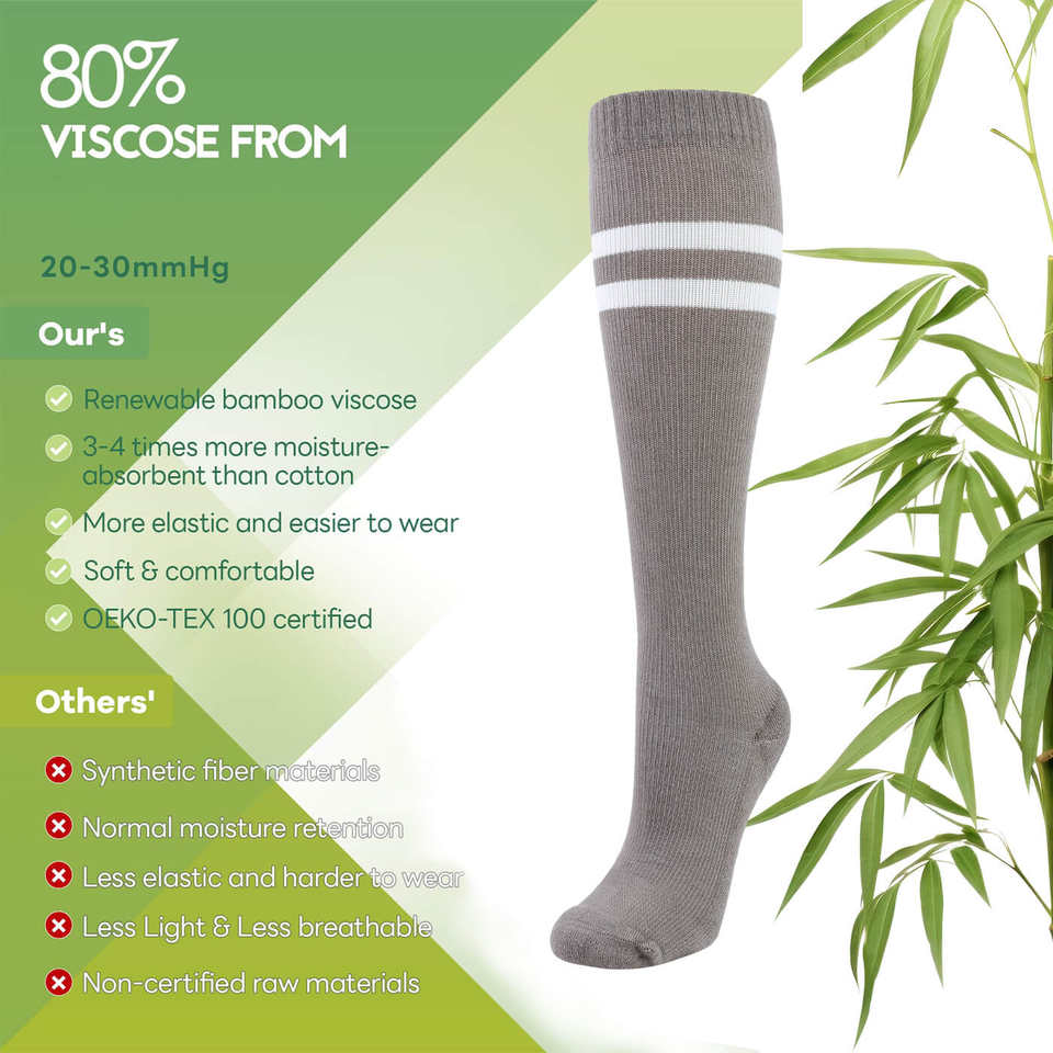 Private Label Compression Socks 80% Bamboo Viscose Soft Breathable Eco ...