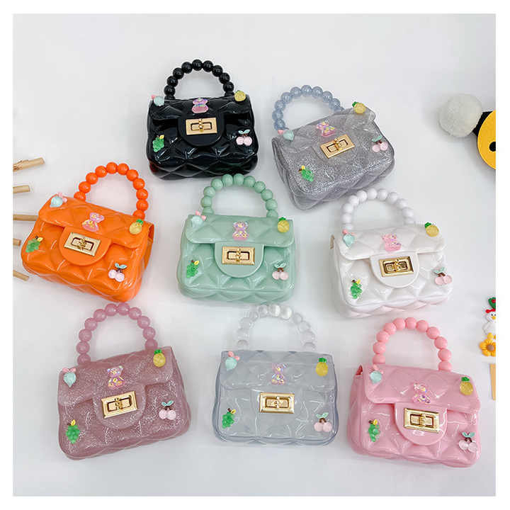 Cute Jelly Candy Pearl Chain Shoulder Bag - Fashionable Mini Purse for Kids