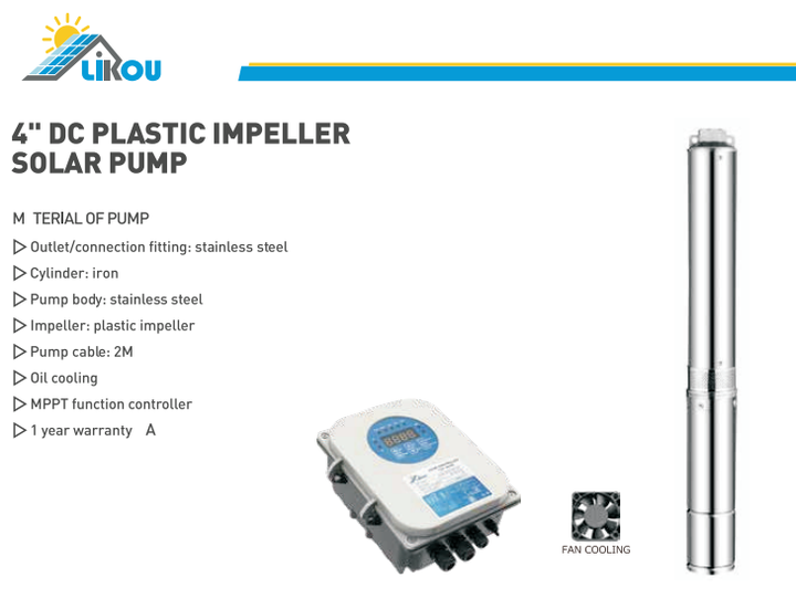 Likou High Pressure DC120V 1500W Solar Pump for Irrigation Agriculture130m High Head Water Pump ...